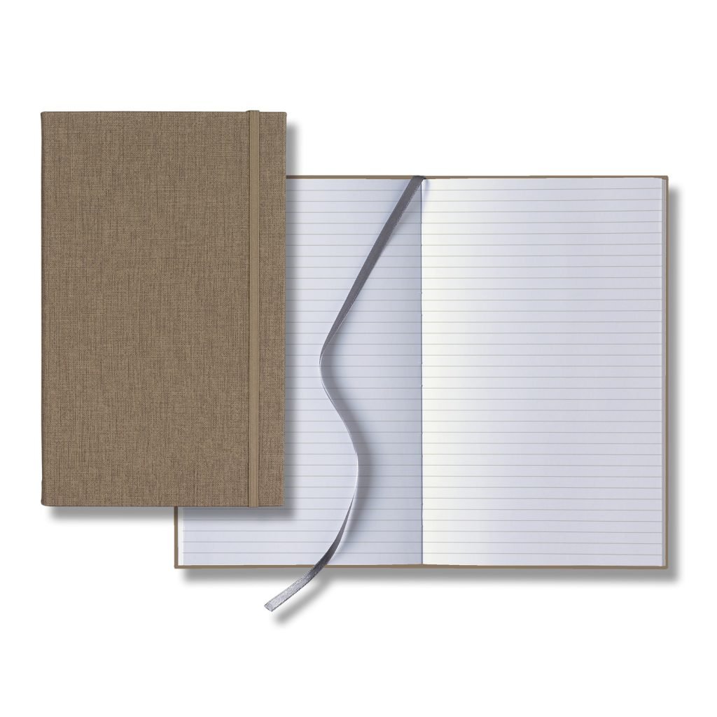 Castelli Linen Banded Medio Lined White Page Journal - Castelli Notebooks